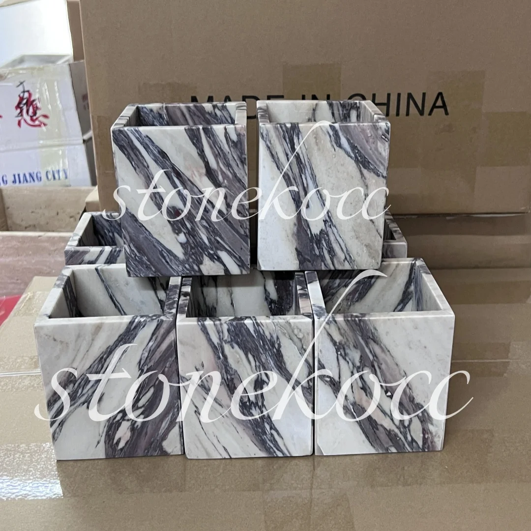 Natural-Stone-Marble-Calacatta-Viola-Violet-Onyx-Holder-Cups-Jars-with ...
