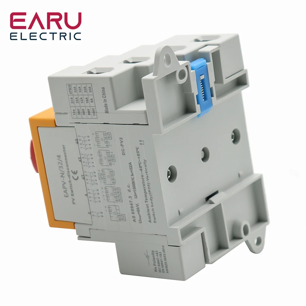 Earu EAPW 32A 1000V DIN Rail Mounted Rotary Handle Disconnector Switch ...