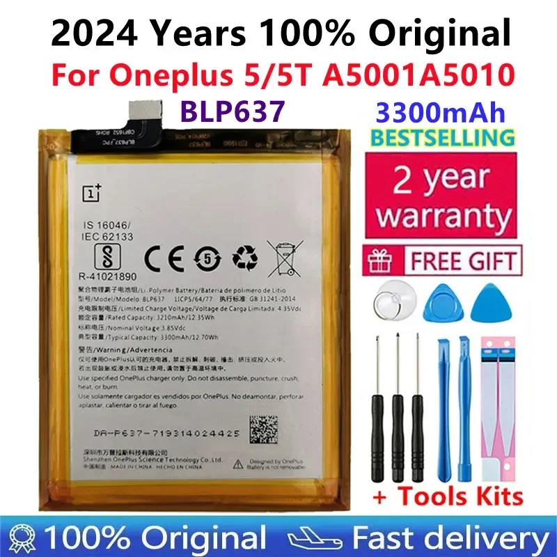 Original-For-Oneplus-5-5T-A5001-A5010-Phone-Battery-BLP637-3300mAh-High ...