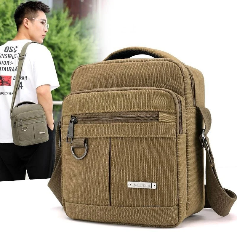 2022 New Men Canvas Shoulder Bag Casual Travel Men's Crossbody Bag ...