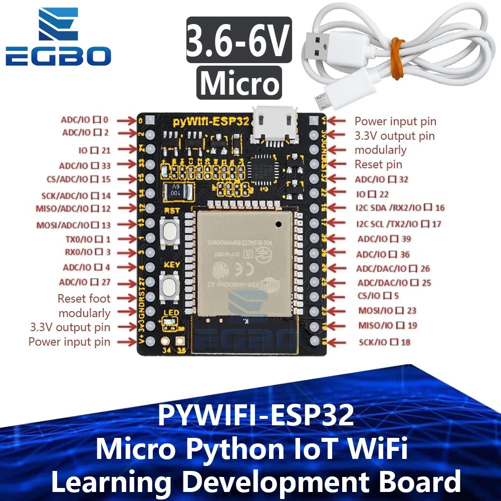 Pywifi Esp32 Micro Python Iot Wifi Learning Development Board Dc3 6v 6v Esp32 Wroon 32 Module 1017
