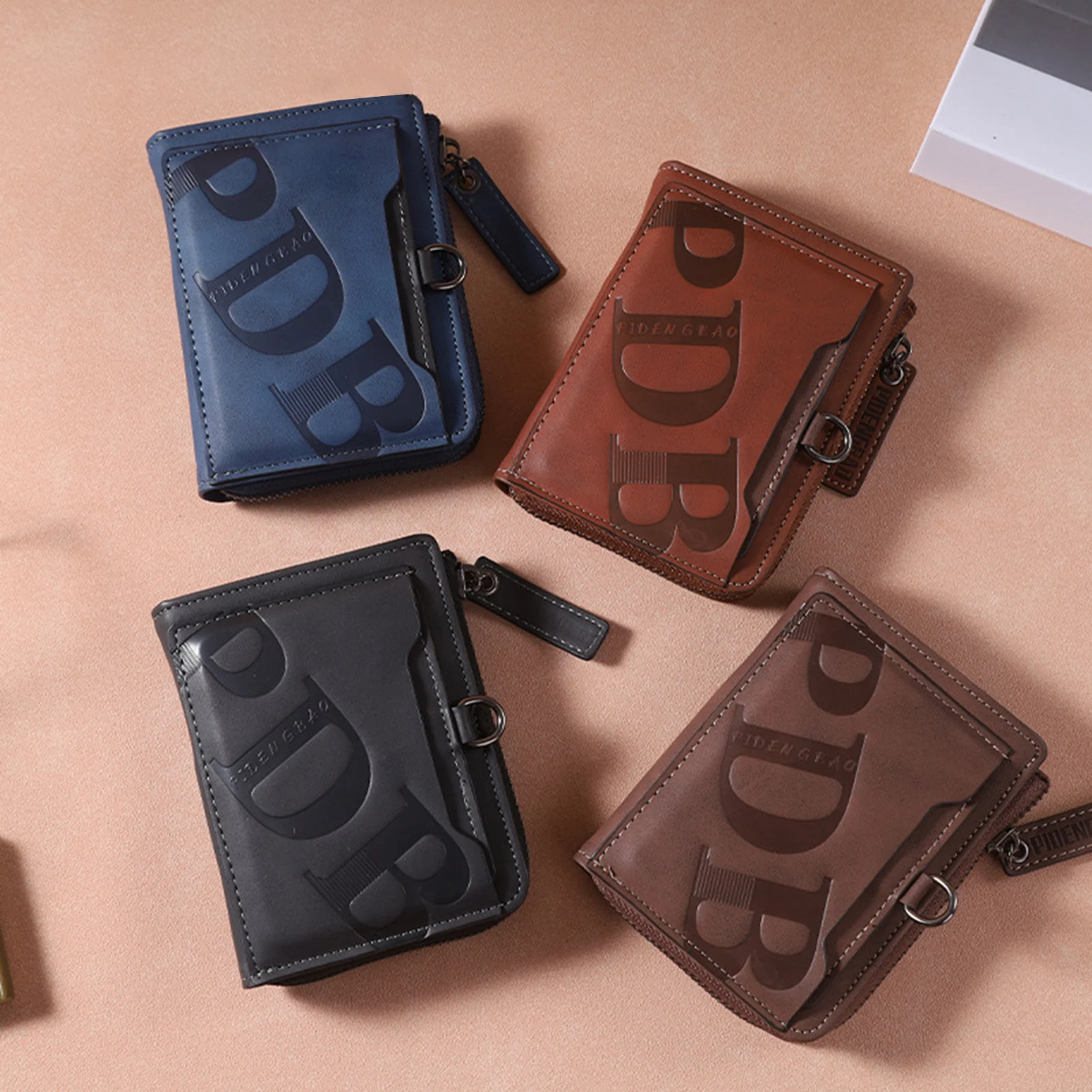 Men Fashion Wallets Leather Zipper Purse Man Card Holders Male Short ...