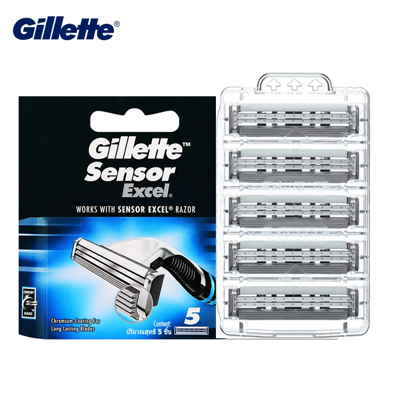 Original-Gillette-Sensor-Excel-Razor-Blades-Ultra-Thin-Dual-Layers-Men ...
