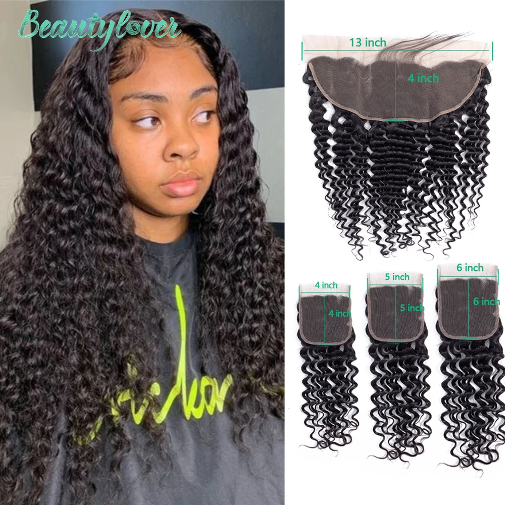 Cheveux Brésiliens Naturels Deep Wave Lace Closure 4x4 13x4, Lace ...