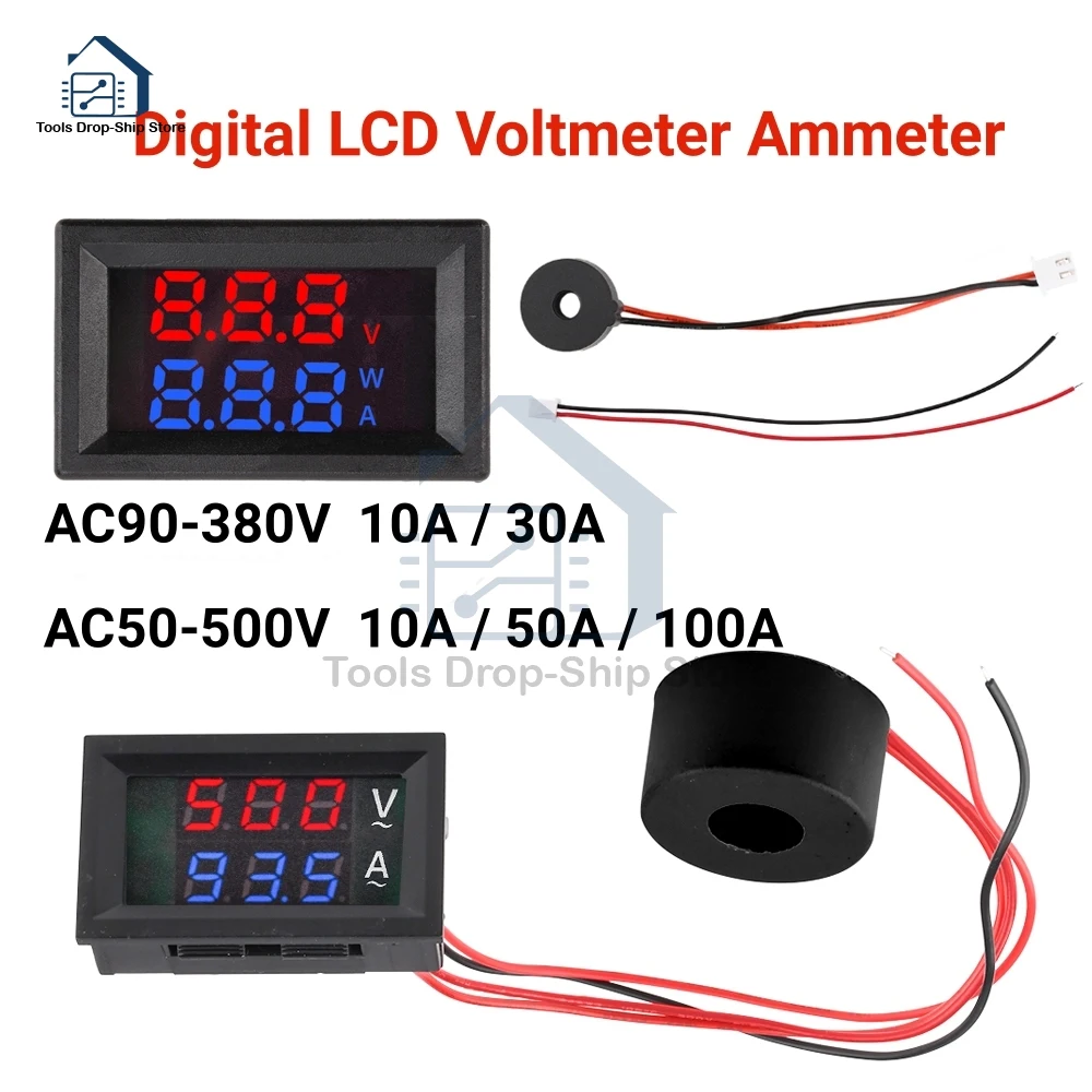 Digital LCD Voltmeter Ammeter 10A 30A 50A 100A Voltage Current Meter ...