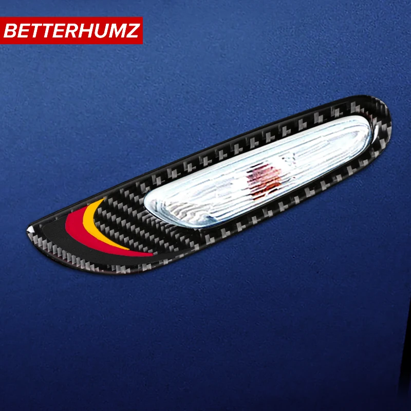 Carbon Fiber Car Side Turn Signal Light Trim Stickers Front Guards ...