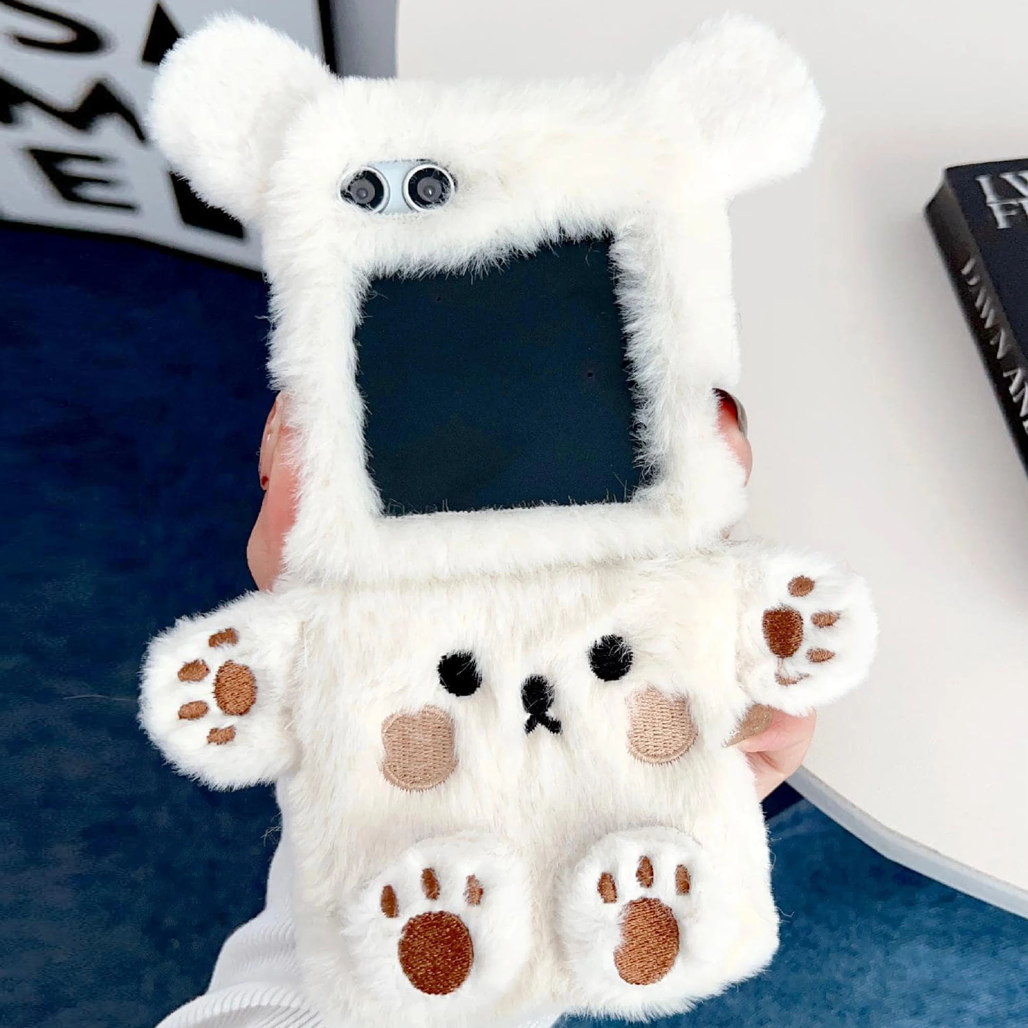 Cartoon-three-dimensional-bear-plush-folding-phone-case-for-Samsung ...