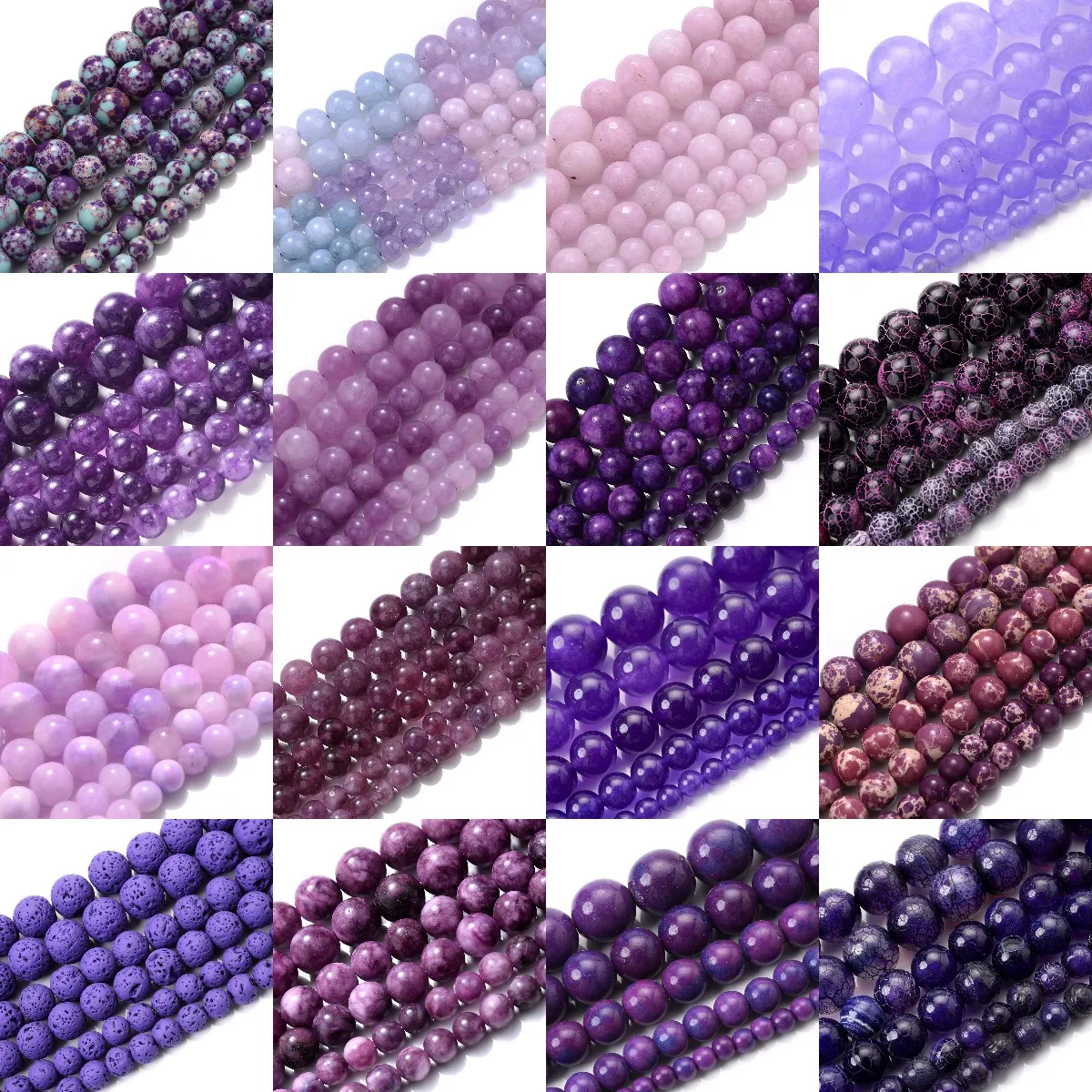 Natural Stone Beads Purple Crystal Morganite Chalcedony Agates Jades ...