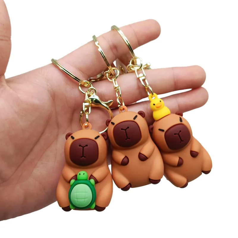 Cartoon-Capybara-Keychain-Cute-Animal-Capybara-Duck-Capybara-Hug-Turtle ...
