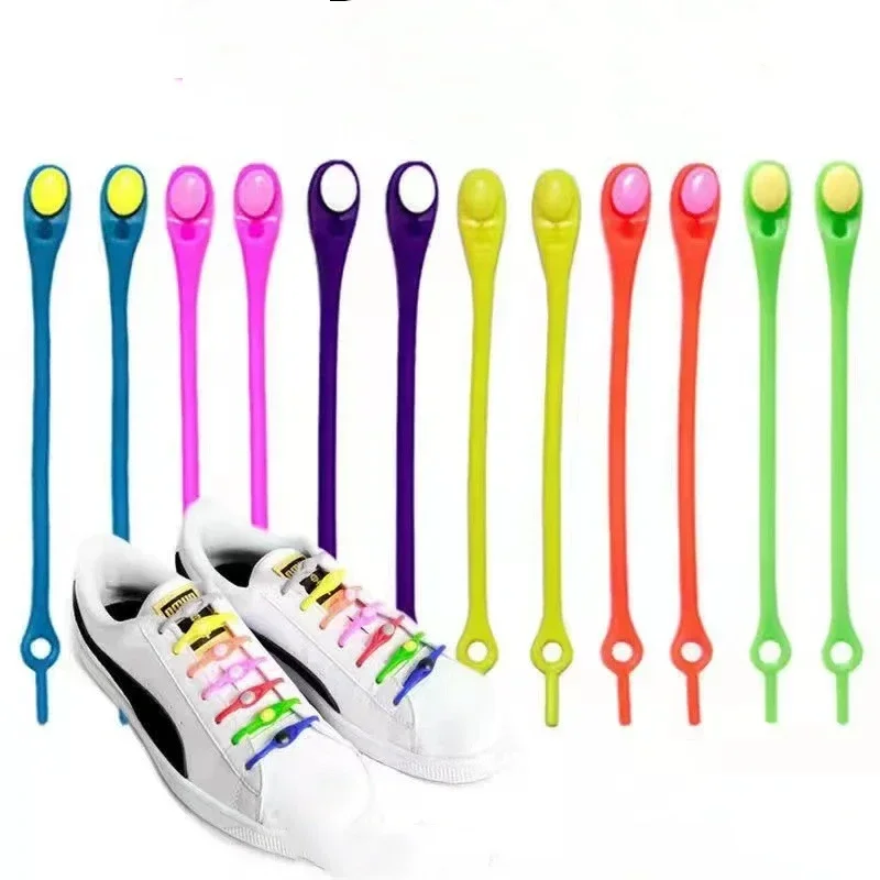 12pcs Round Elastic No Tie Shoelace Silicone Laces For Men Women All ...