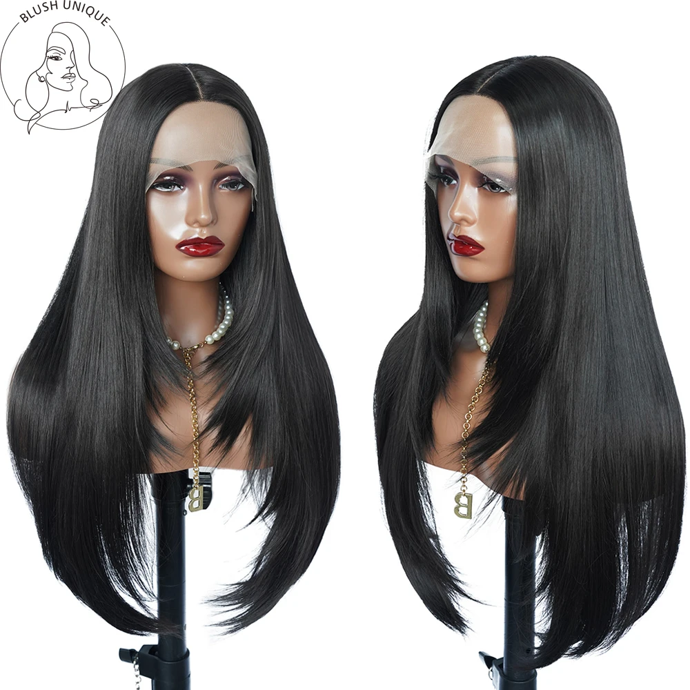Layered-Wig-Straight-Layered-Cut-Lace-Wig-Black-99J-Burgundy-Lace-T ...
