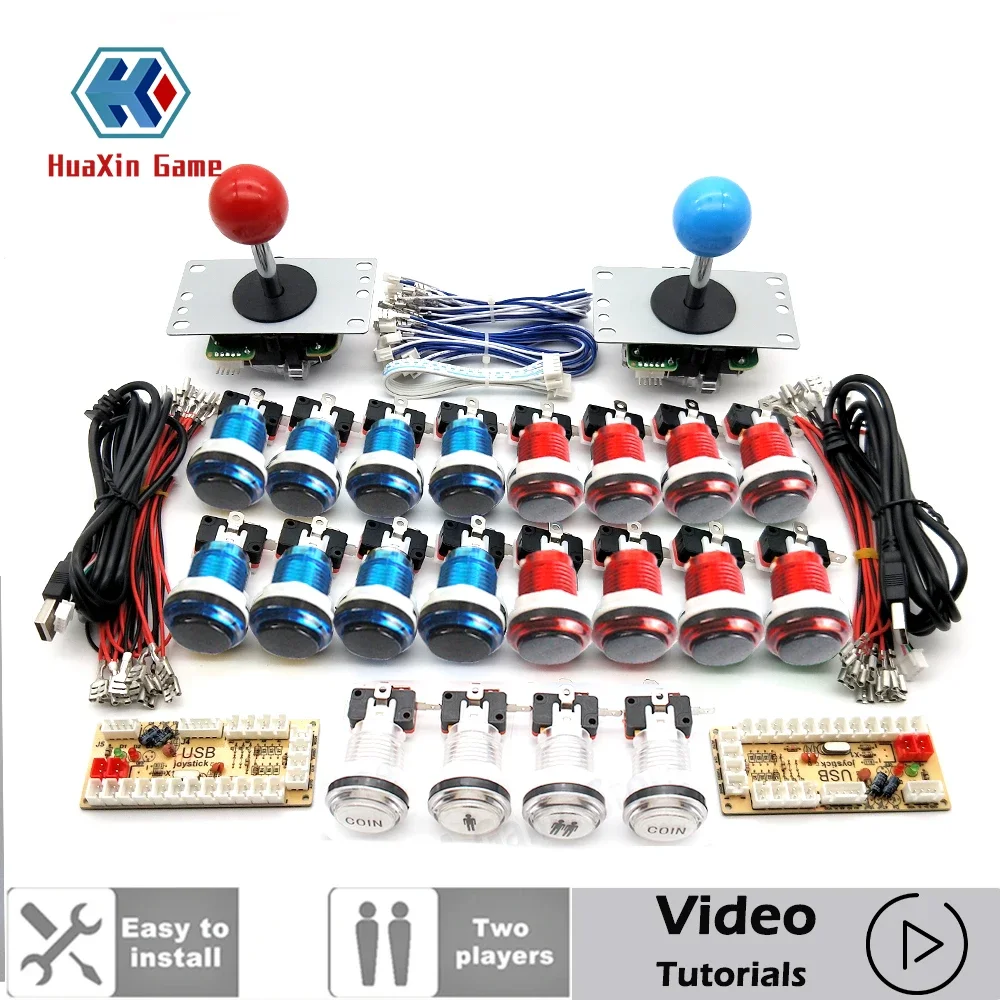 Zero-Delay-Arcade-cabinet-Kit-5V-LED-Transparent-Black-Push-Button ...