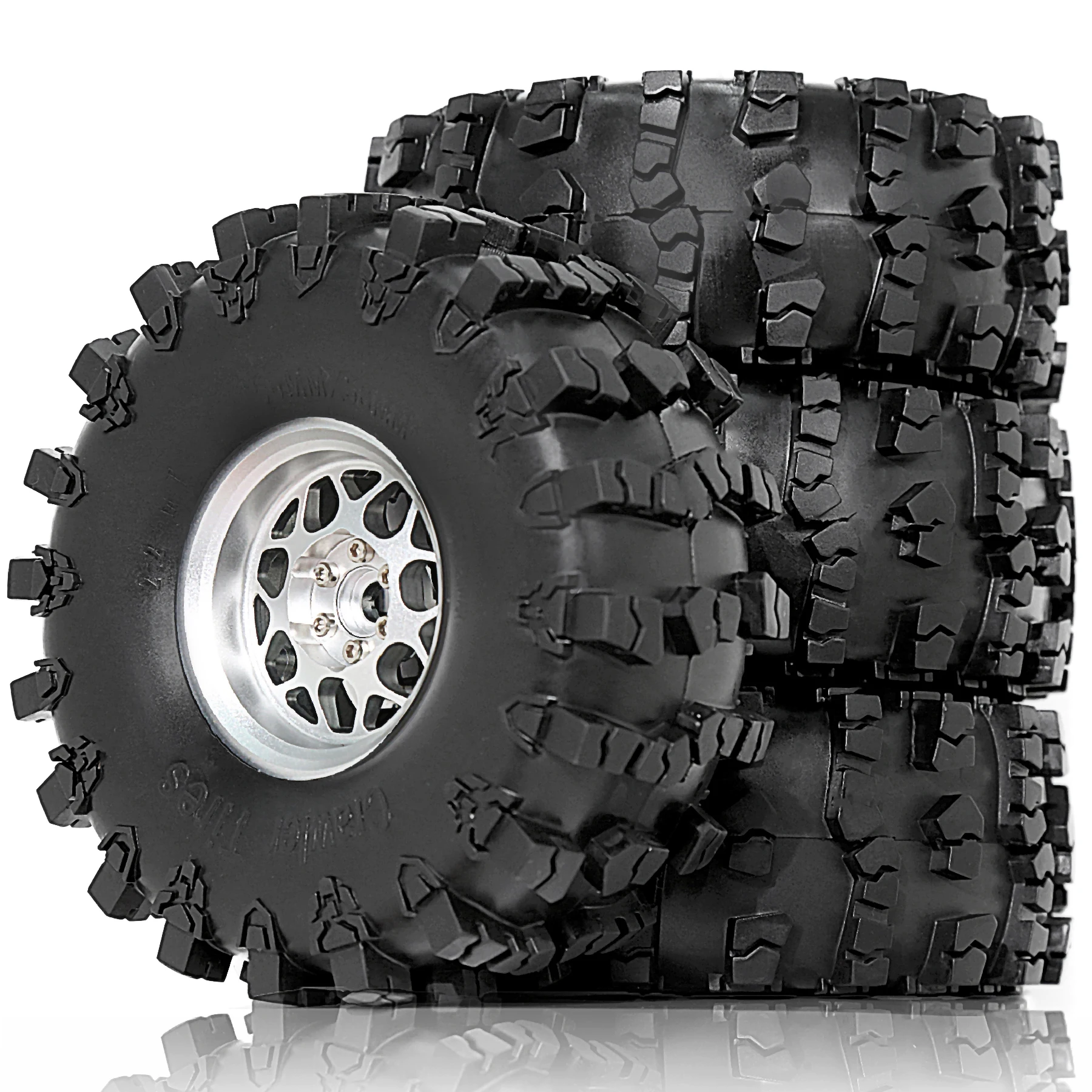 4pcs RC 2.2 Beadlock Wheel Rims & Rubber Crawler Tire for 1/10 RC ...
