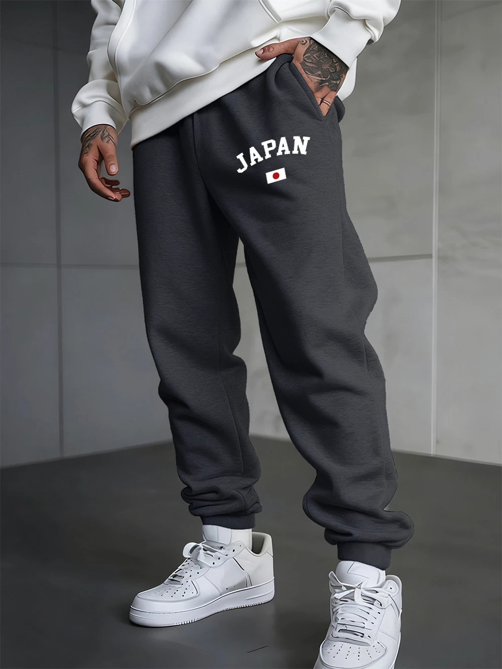 Japan Flag Prints Sweatpants Men'S Winter Jogger Pants Elastic Waist ...