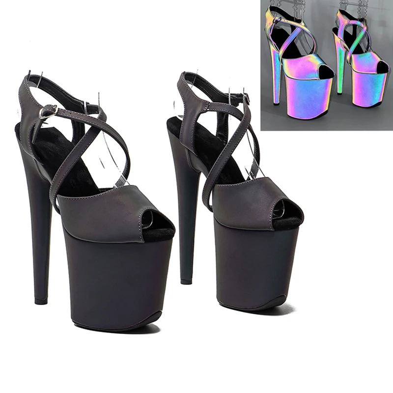 Leecabe-8Inch-20cm-Night-light-Holographic-Reflective-Platform-Sandals ...