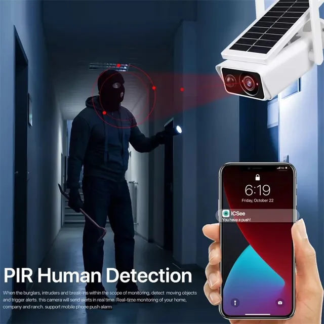 WiFi Solar Camera 3MP HD Night Vision Waterproof Wireless Solar Panel ...