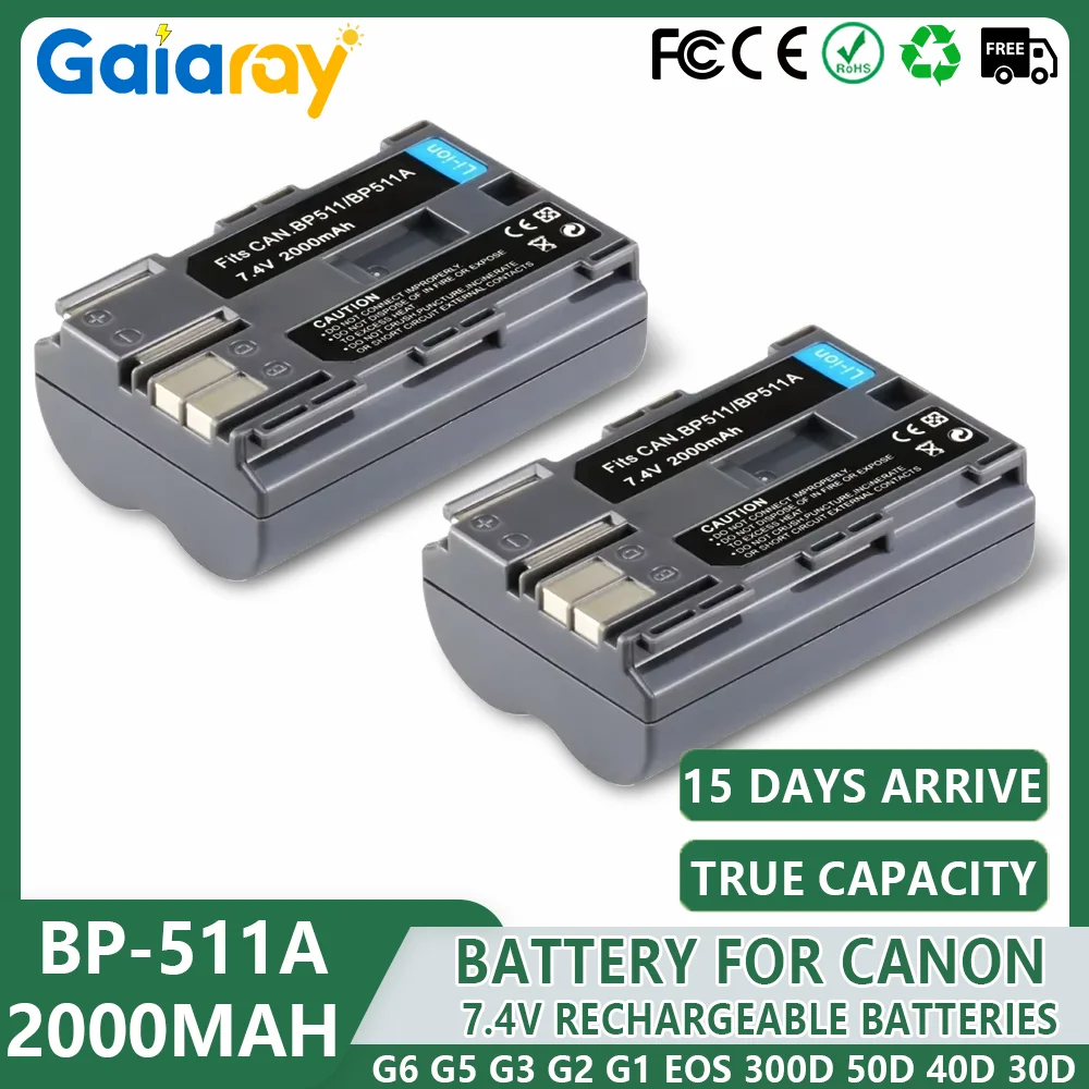 1-3pcs 2000mAh Rechargeable Batteries BP-511A BP-511 BP511 BP511A ...