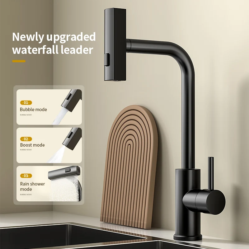 3-Mode-Kitchen-Faucets-Pull-Out-Rotation-Waterfall-Stream-Sprayer-Head ...