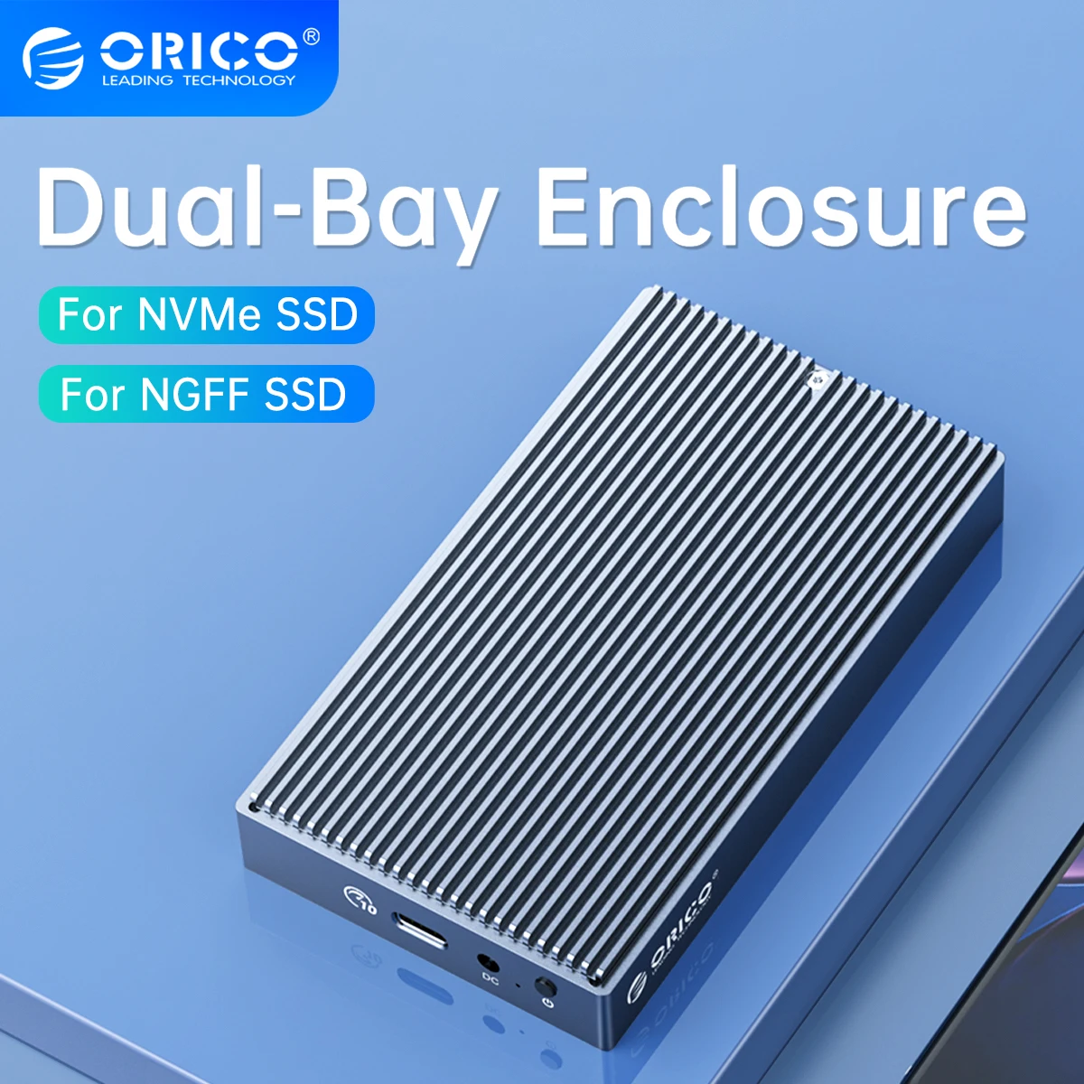 Orico Lsdt Dual Bay Dual Protocol M2 Ssd Case Support M.2 Nvme Ngff Sata Ssd Disk For M Key & B ...