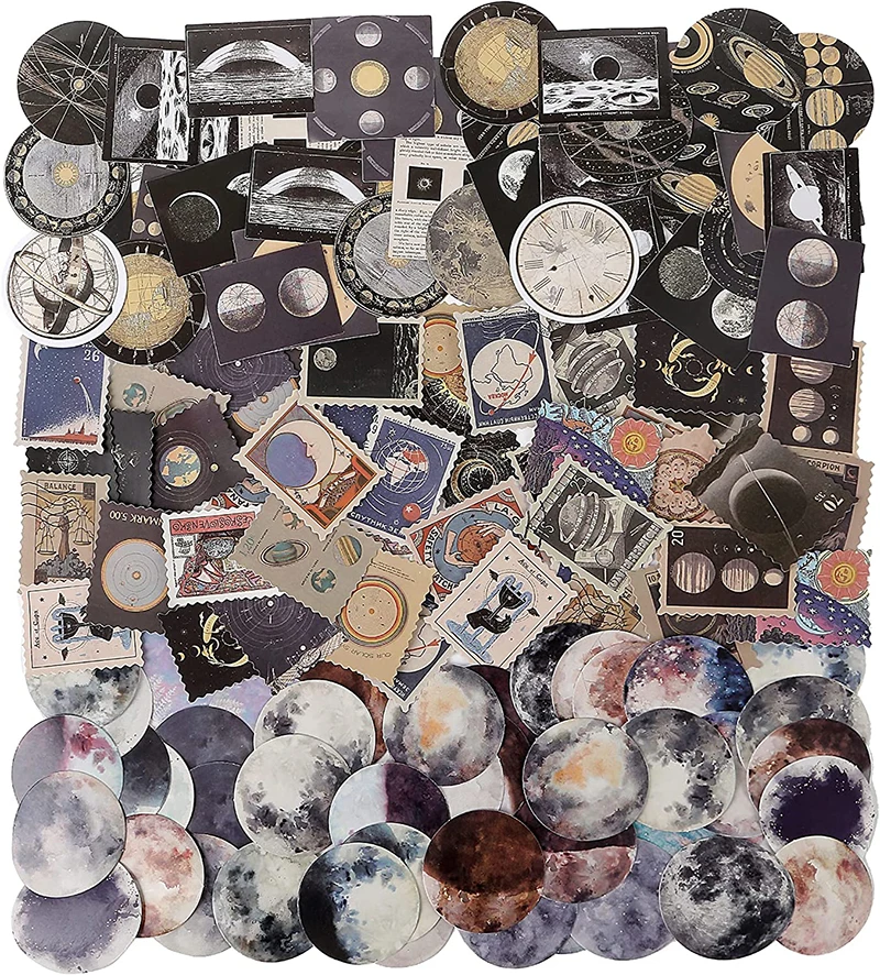 138PCS-Vintage-Astronomy-Stickers-Space-Galaxy-Moon-Planets-Astrology ...