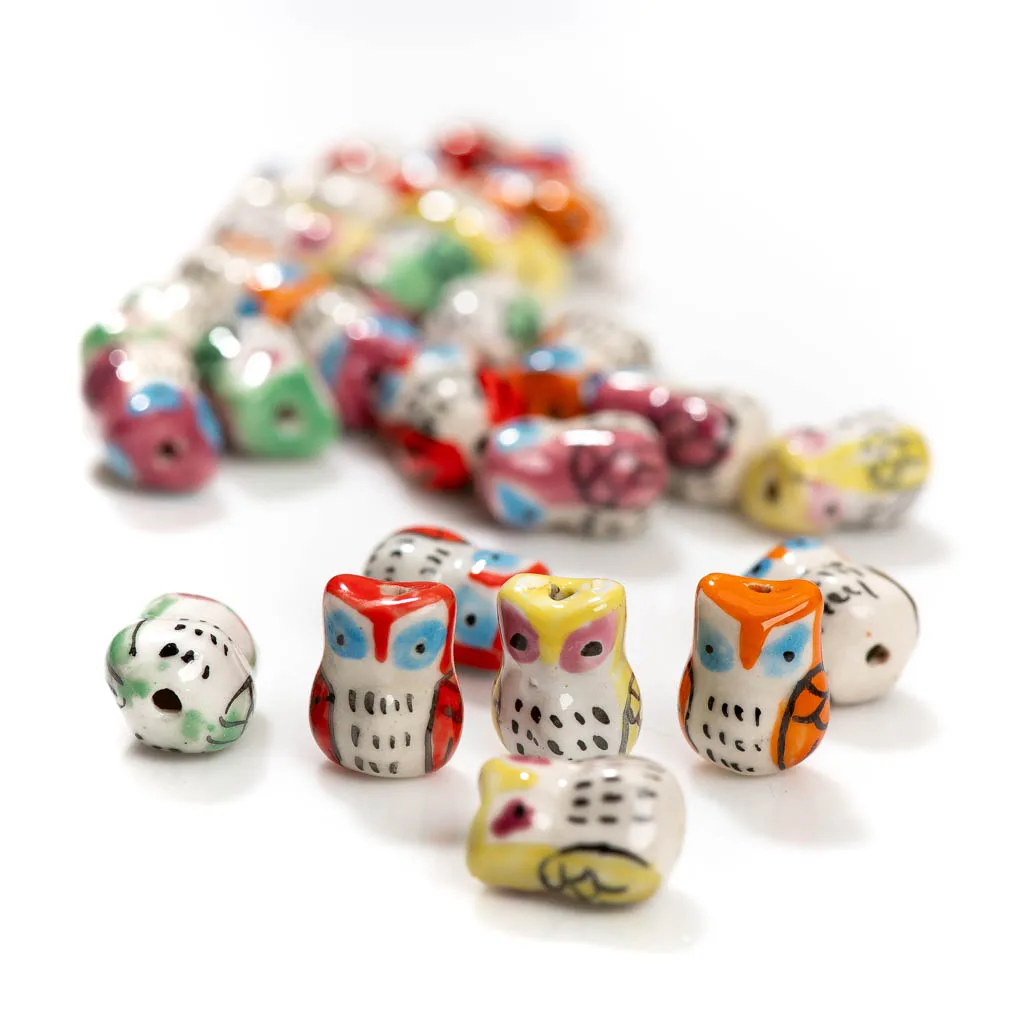 5pcs-Hand-Painted-Ceramic-Owl-Beads-Whimsical-Design-for-DIY-Jewelry ...