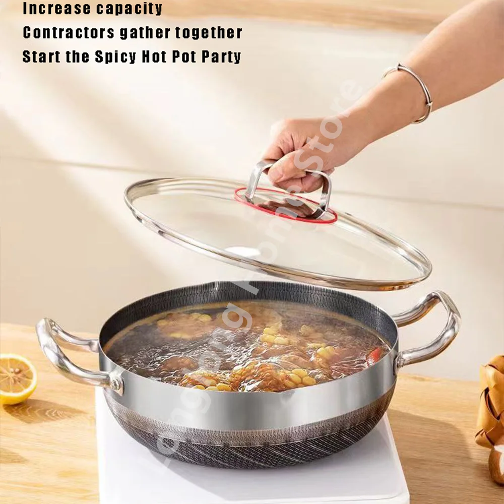 316 Stainless Steel Wok Non-Stick Egg Frying Pan Soup Pot Honeycomb ...