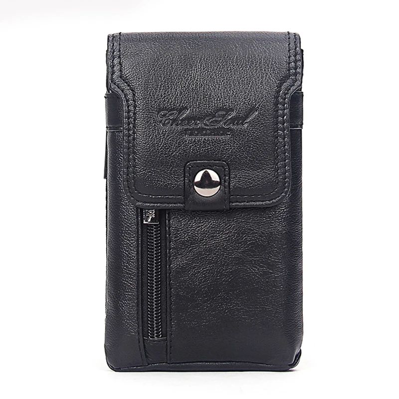 Men's Cell Phone Case Cigarette Waist Bag Cowhide Purse Cover Skin Hook ...