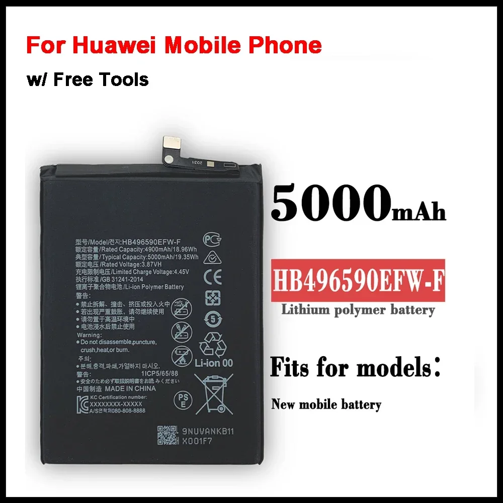 New-Replacement-Battery-5000mAh-HB496590EFW-F-For-HONOR-X7-Mobile-Phone ...