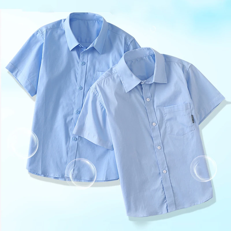 Summer-Kids-Blue-Shirts-for-Girls-School-Uniform-Blouses-for-Boy-Short ...