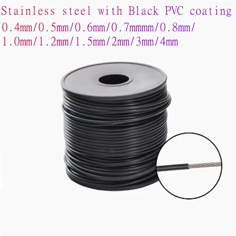 Black-PVC-Plastic-Coated-Stainless-Steel-304-Wire-Rope-Cable-0-4-4MM ...