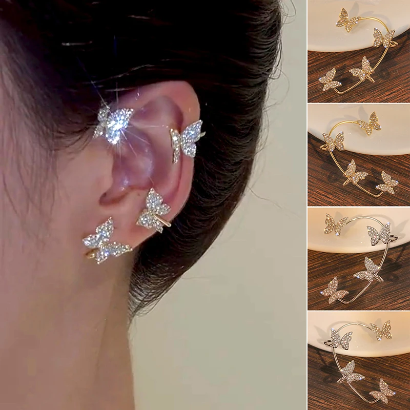 Earrings-Zircon-Butterfly-Dangler-Rhinestone-Geometric-Ear-Clips ...