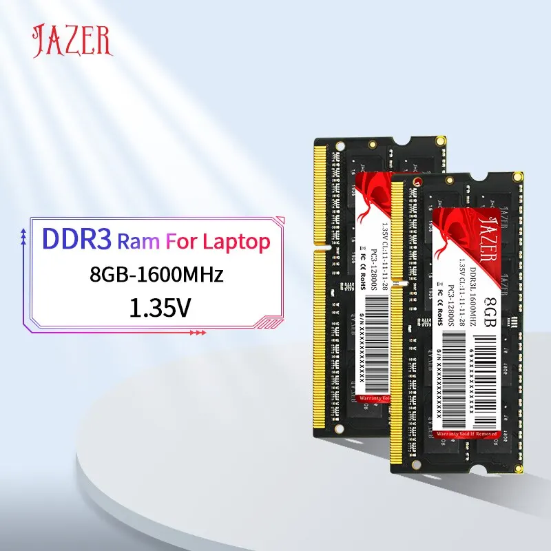 JAZER DDR3 8GB 1600MHz DDR3L Ram Unbuffered Non ECC 1.35V SODIMM Laptop ...