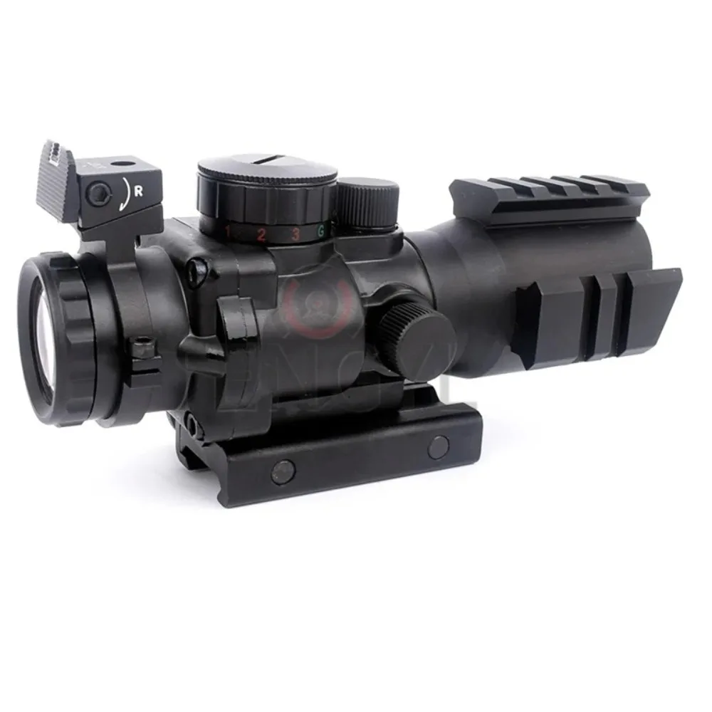 Adjustable 4×32 Red Dot 1x 4x Scope Red Dot Tactical Scope 20mm Rail ...