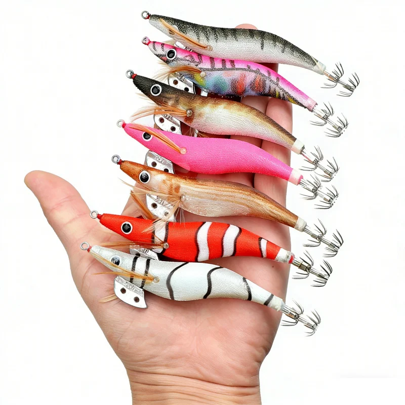 Luminous Wood Shrimp Lure Bait2.0 2.5 3.0Colorful Imitation Squid ...
