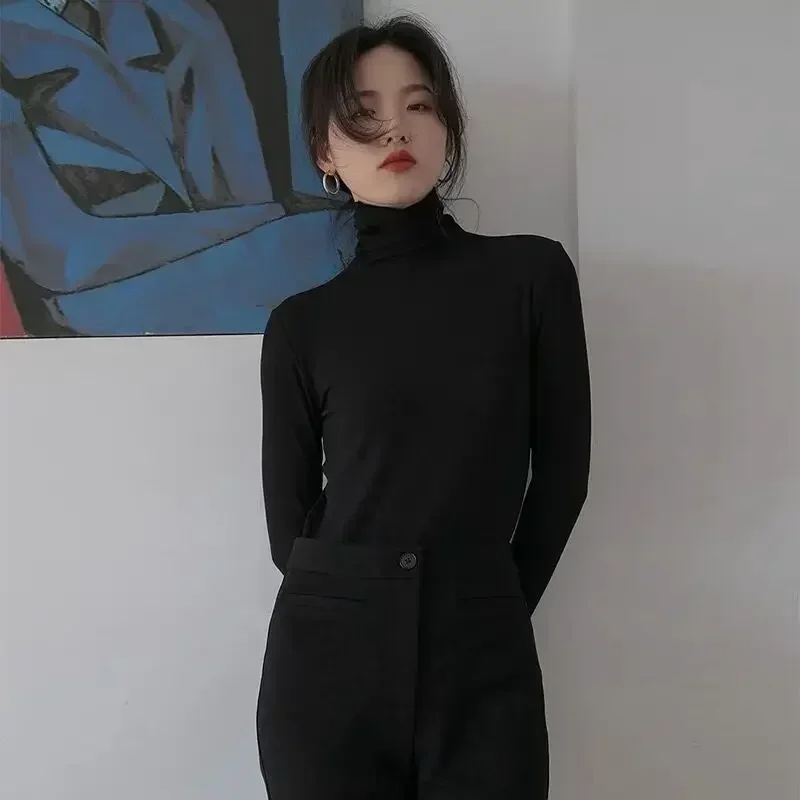 Autumn-Winter-Women-Thin-Turtleneck-Inside-Wear-Bottoming-Shirt-Long ...