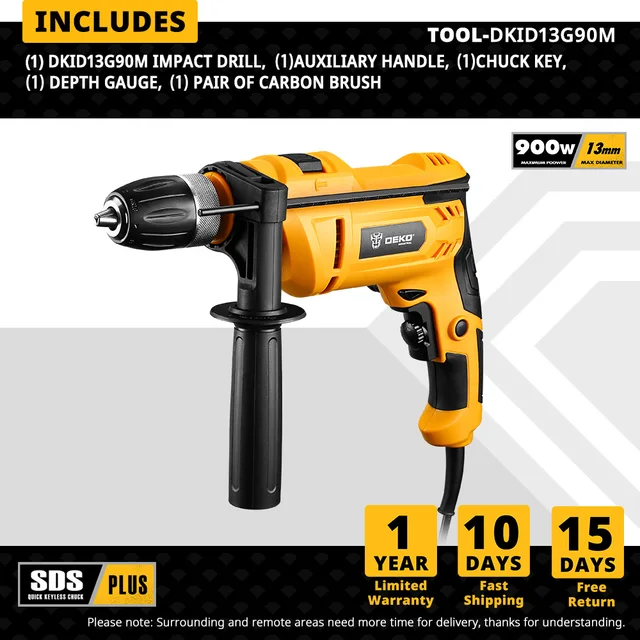 DEKO 220V professional grade impact drilll, 2 Functions Drill ...