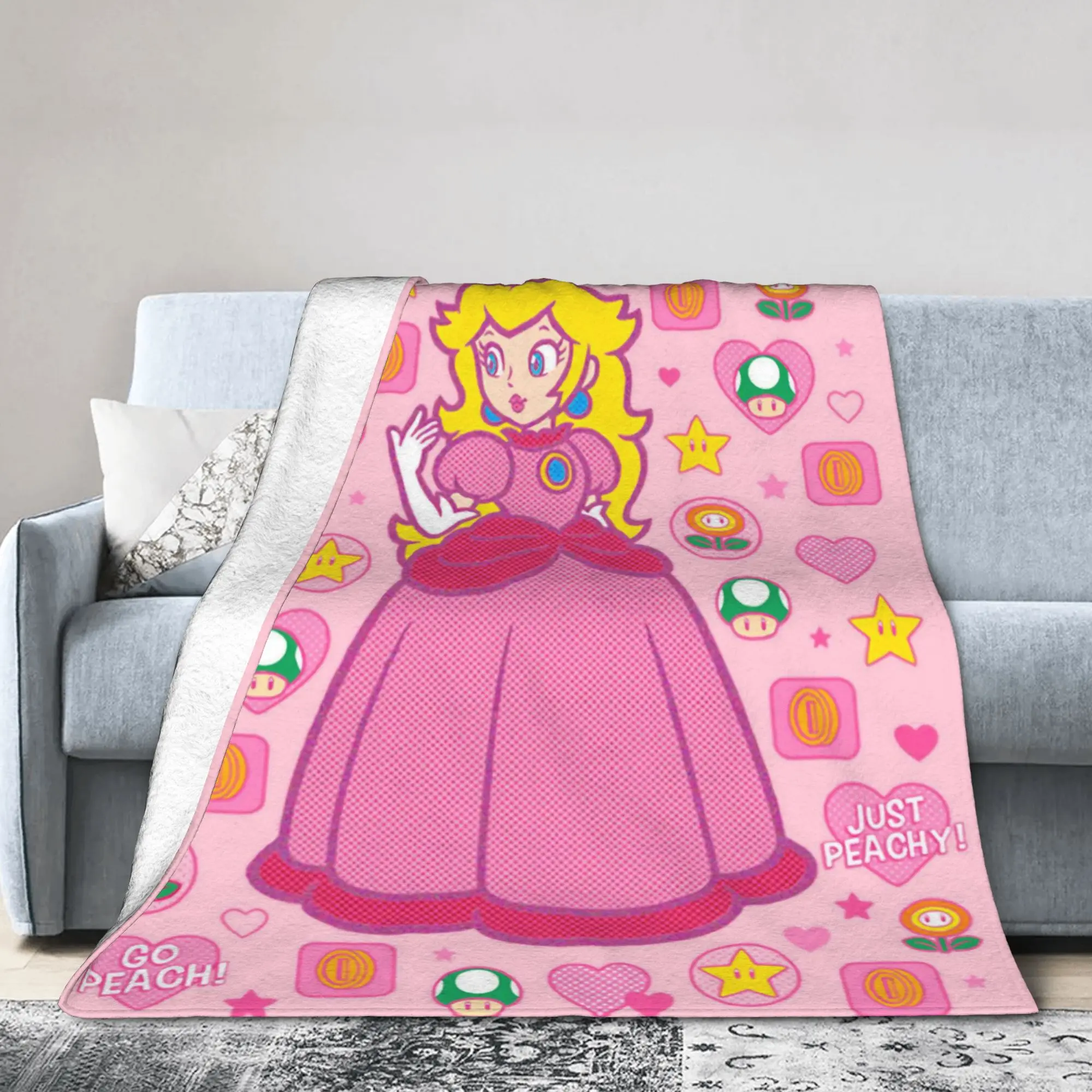 Princess Peach Marios Blanket Flannel Spring Autumn Breathable ...