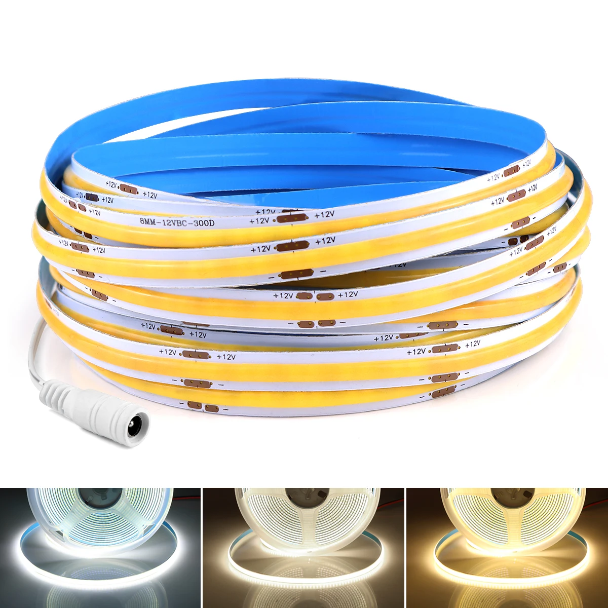 1M - 10M COB LED Strip Light 12V 24V 320LEDs/M High Density Flexible ...