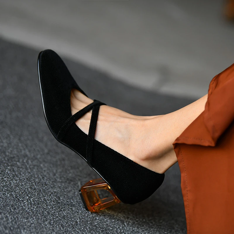 Retro Style Women Vintage Pumps Lady Slip On Daily Shoes Round Toe ...
