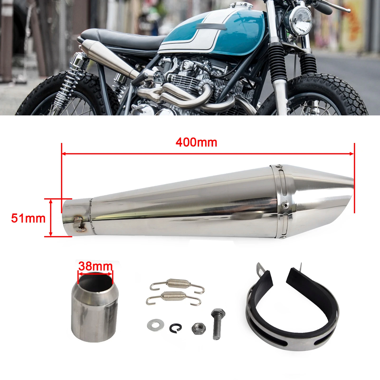 Universal Motorcycle GP Staineless Steel Exhaust Mufflers w/DB Killer ...