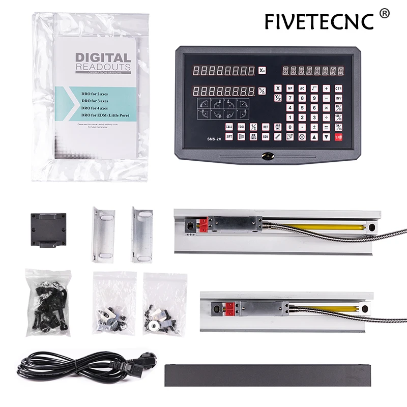 New-2-axis-DRO-Digital-Readout-and-2pcs-Linear-Scale-5um-for-Milling ...