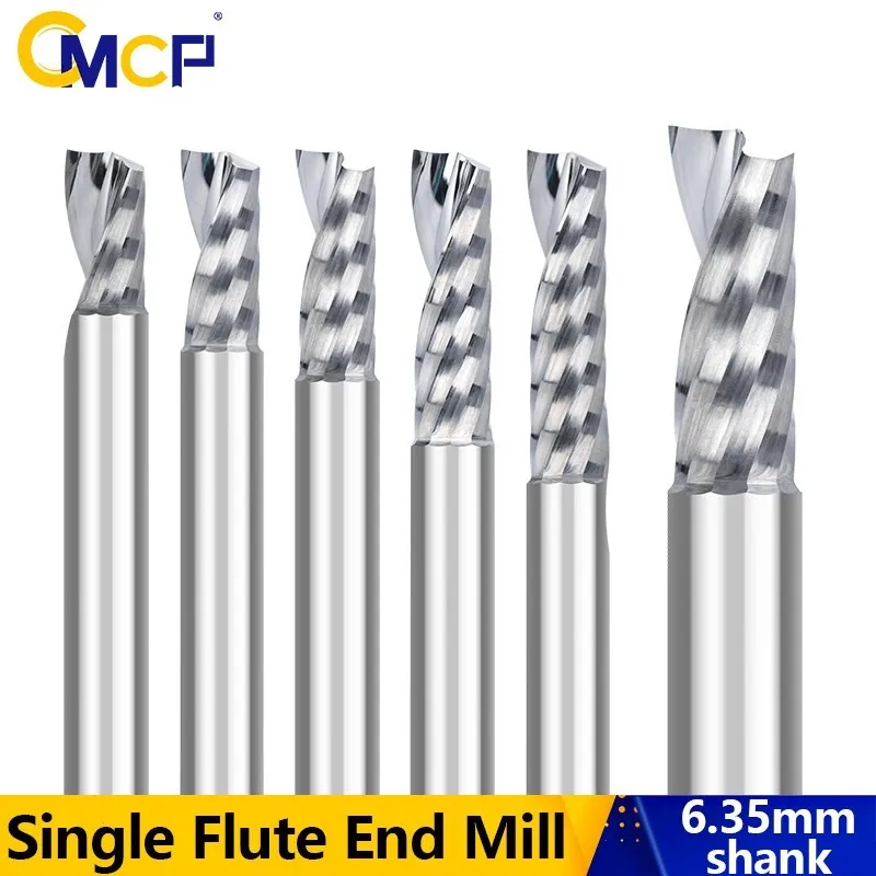 CMCP-Single-Flute-End-Mill-1-4-inch-Shank-CNC-Spiral-Router-Bit-Up-Cut ...