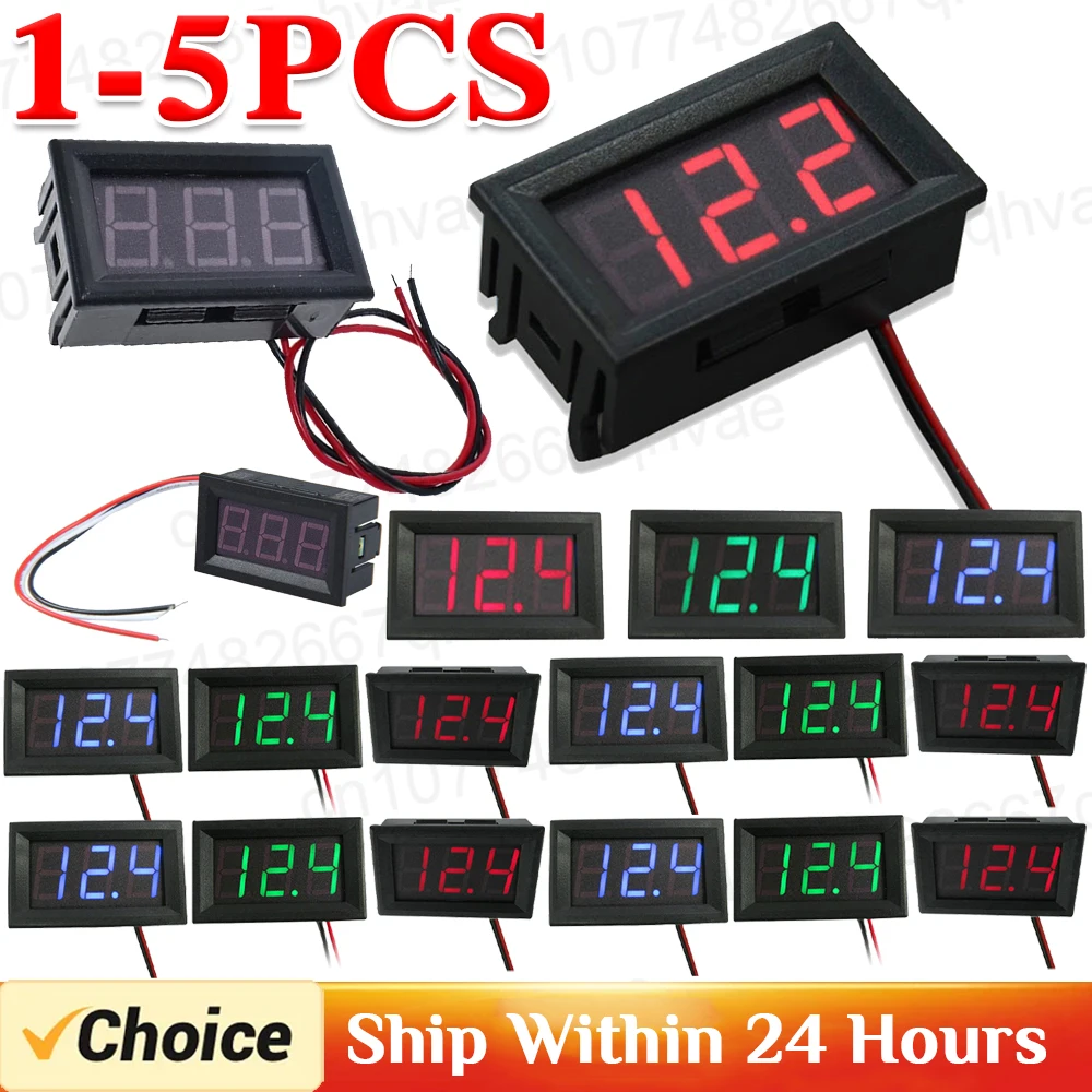 1-5PCS DC4.5V-30V Waterproof Digital Voltmeter Car Boat Motorcycle 0 ...