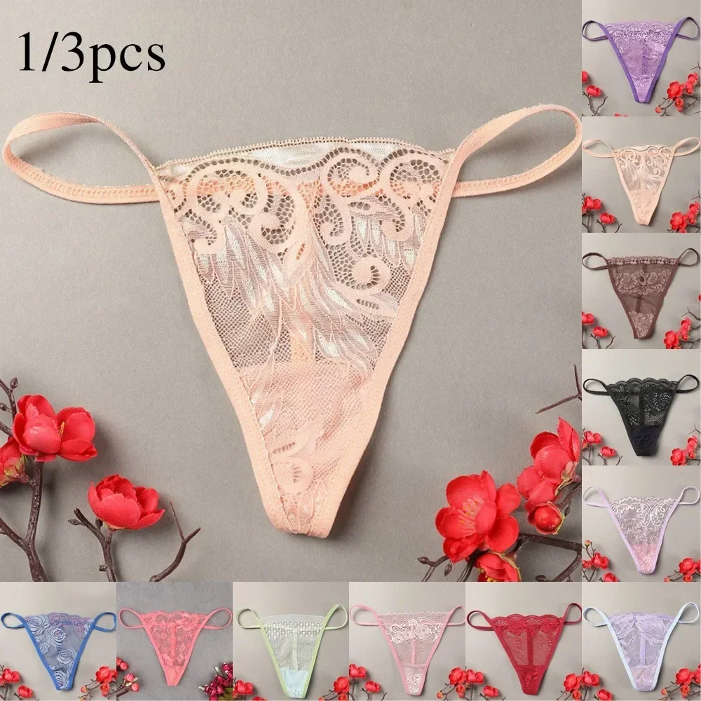 1/3PC Women Lace G-String Briefs Mesh Thong String Thong Sex Lingerie ...