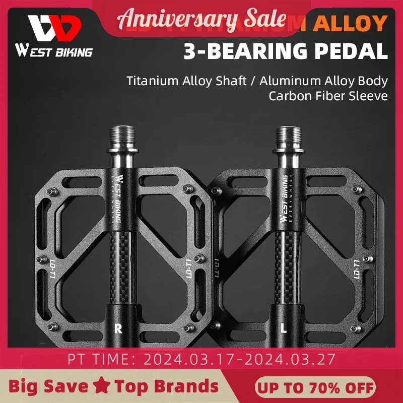WEST-BIKING-Ultralight-MTB-Pedals-3-Bearings-Bicycle-Titanium-Alloy-Axle-Flat-Pedals-Carbon ...