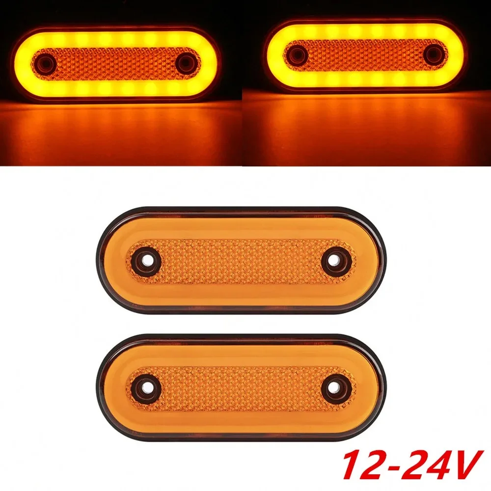 2pcs 12V/24V LED Side Marker Lights, Amber Turn Signal & Reflector for ...