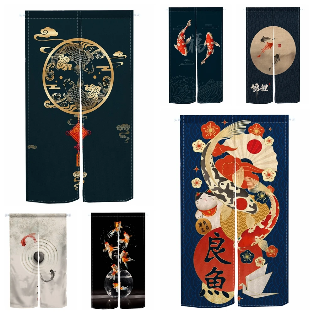 Japanese-Creative-Koi-Split-Door-Curtain-Half-Curtain-Kitchen-Entrance ...