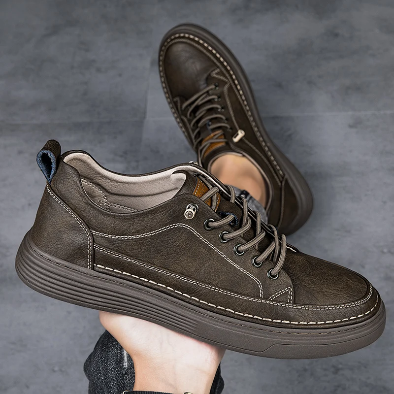 Genuine Leather Casual Shoes for Men Shoes Design Sneakers Male ...