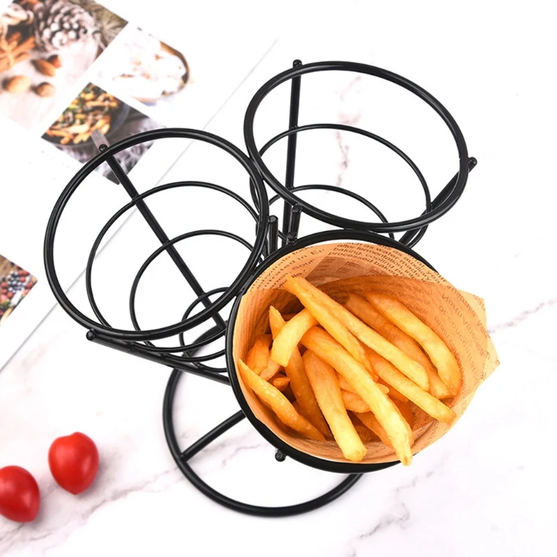 Generic 2024 New 3 In 1 French Fry Stand Holder Fries Cone Basket Rack ...