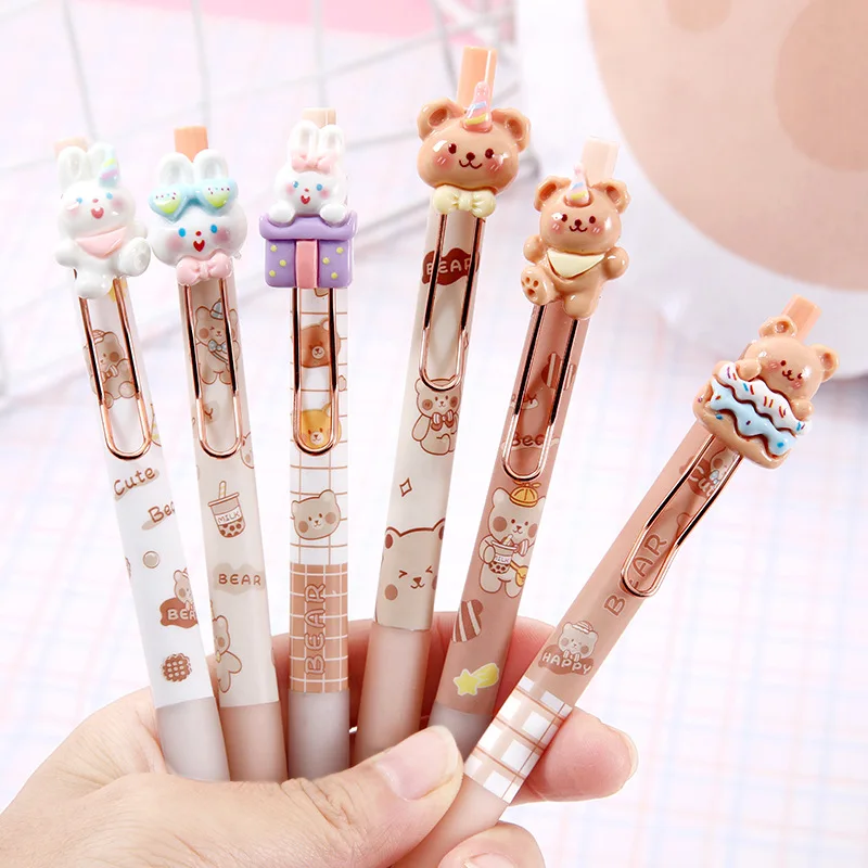 4 pcs/lot Coffee Bear Rabbit 3D Pattern Mechanical Gel Pens School ...